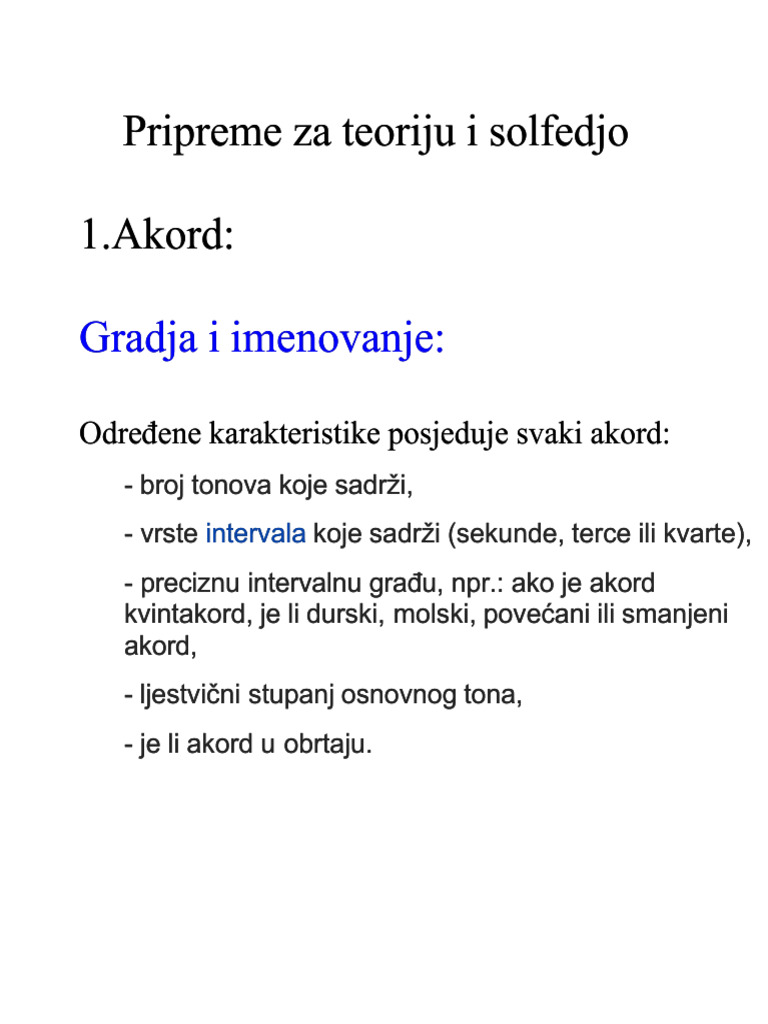 Pripreme Za Teoriju I Solfedjo | PDF
