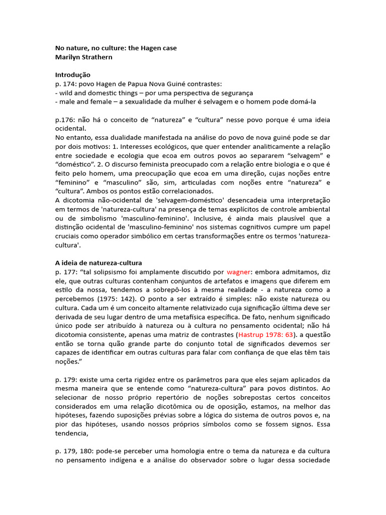 Fichamento No Nature No Culture Marilyn Strathern | PDF | Sociologia ...