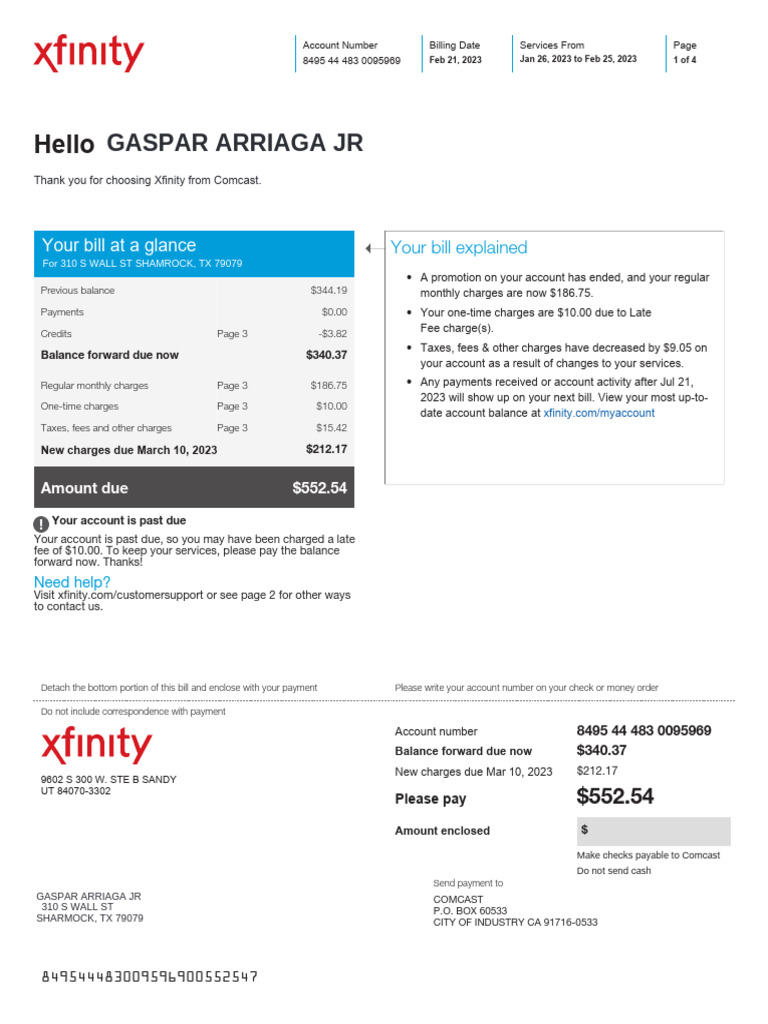 Xfinity Bill Summary | PDF | Fee | Business