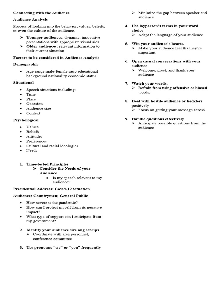 Module 2 Connecting With The Audience | PDF | Communication | Behavioural Sciences