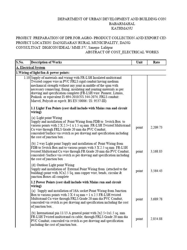 BOQ Elelctrical | PDF | Electrical Wiring | Manufactured Goods