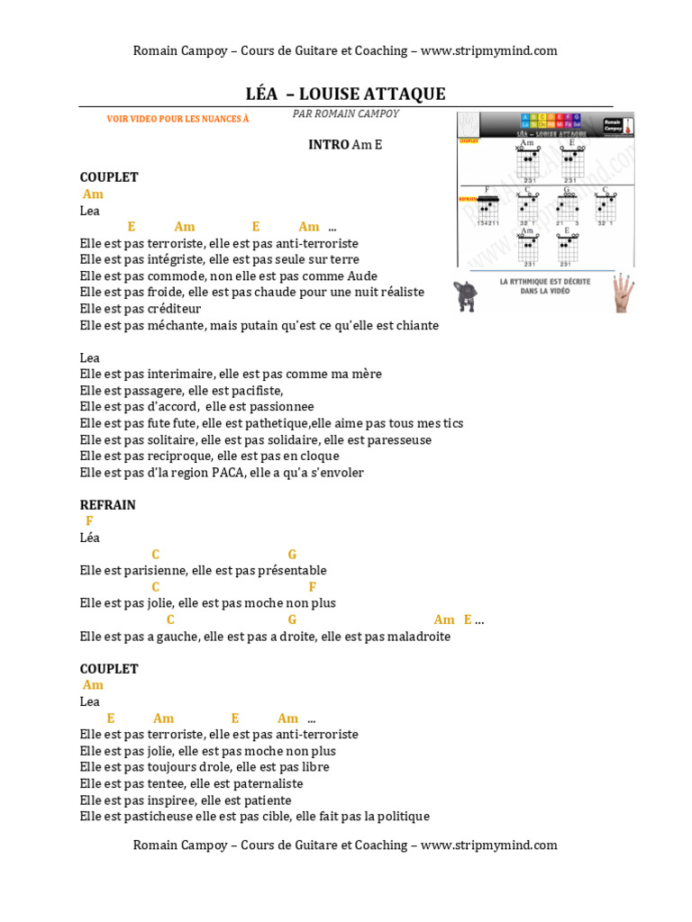Léa - Louise Attaque: Intro Am E Couplet | PDF