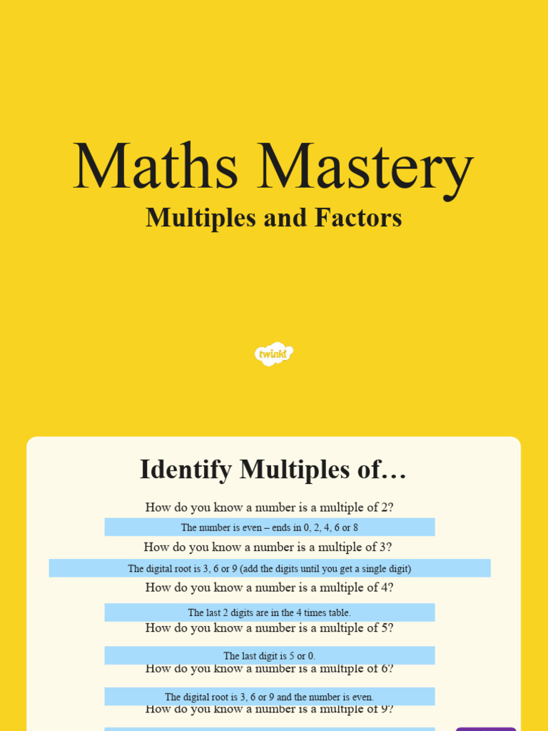 T2 M 1736 Year 5 Multiplication and Division Multiples and Factors Maths Mastery Activities ...
