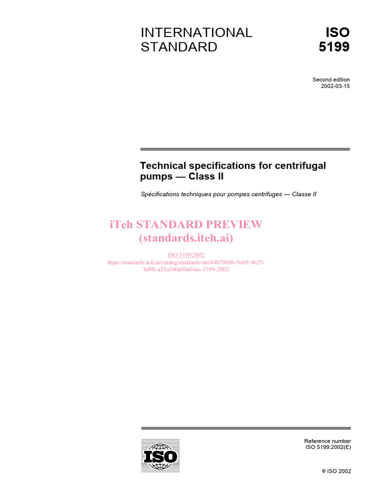 Iso 5199 2002 | PDF | Pump | International Organization For Standardization