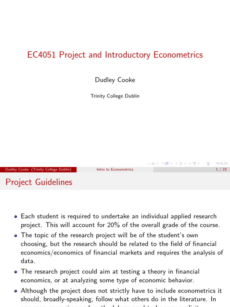 EC4051 Project and Introductory Econometrics: Dudley Cooke | PDF | Econometrics | Regression ...