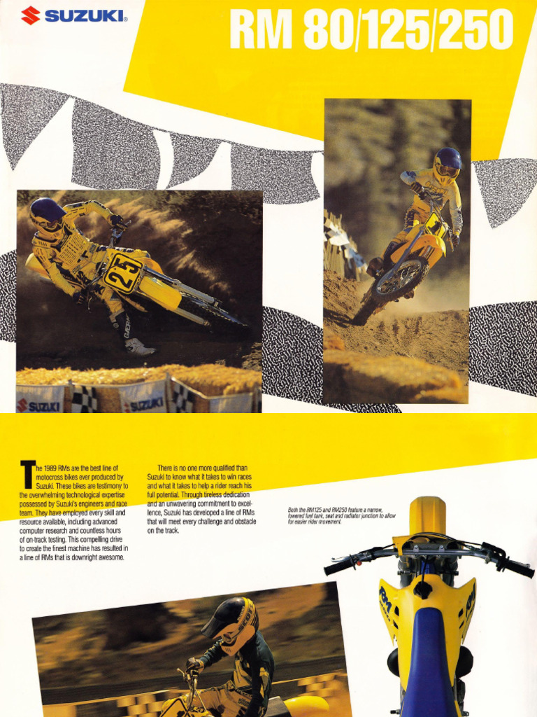 1989 Suzuki rm80 rm125 and rm250 Brochure | PDF