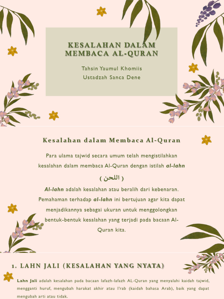 Kesalahan Membaca Al-Quran: Lahn Jali dan Khafi | PDF | Seni & Disiplin ...