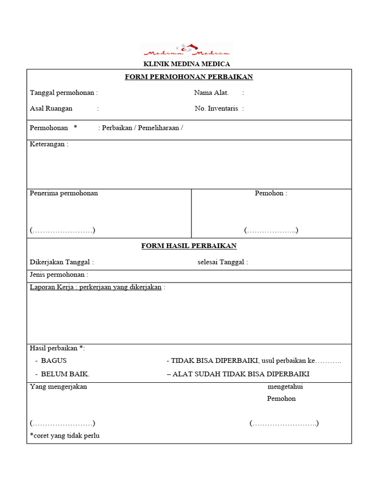 Form Permohonan Perbaikan | PDF