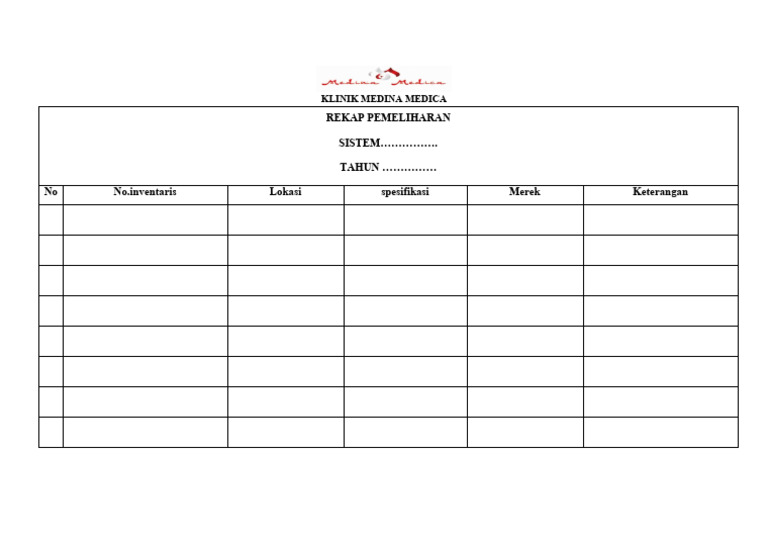 Form Rekap Pemeliharaan | PDF