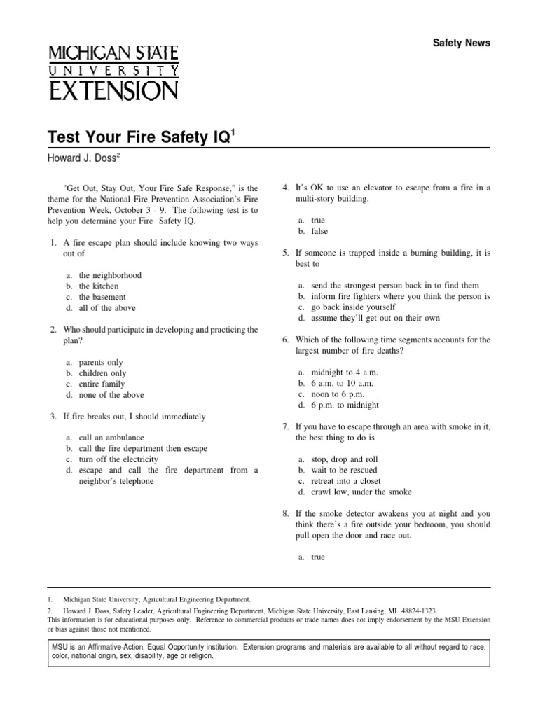 Test Your Fire Safety IQ: Howard J. Doss | Download Free PDF | Fires ...