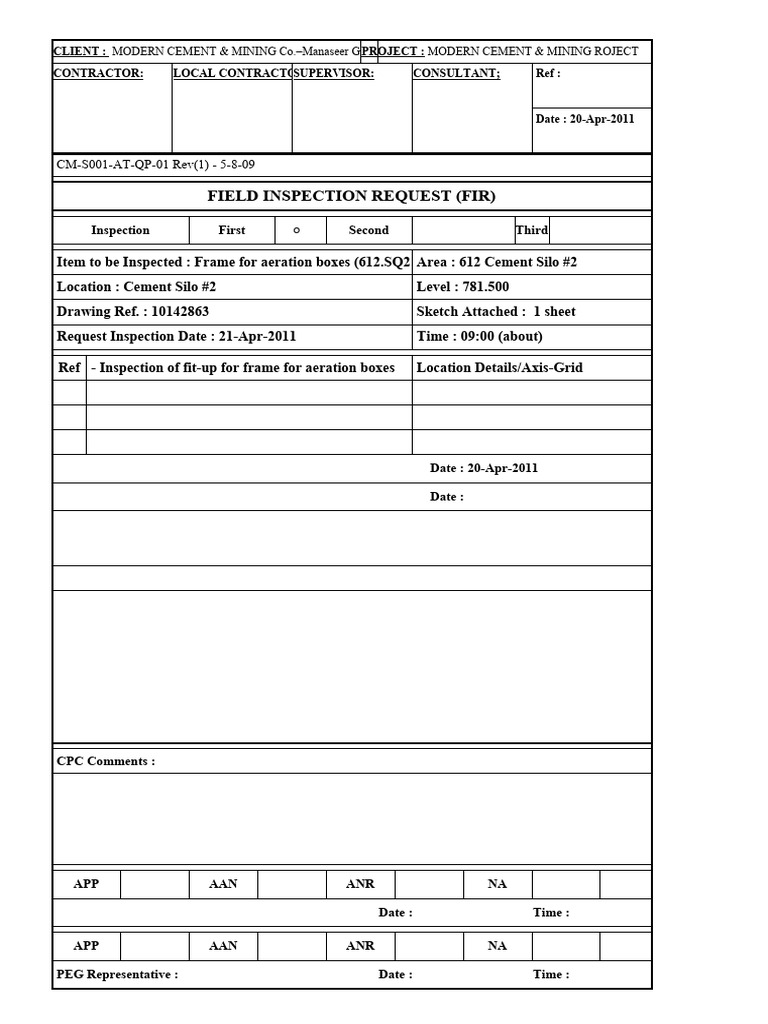 Field Inspection Request for Fluxo Fan | PDF