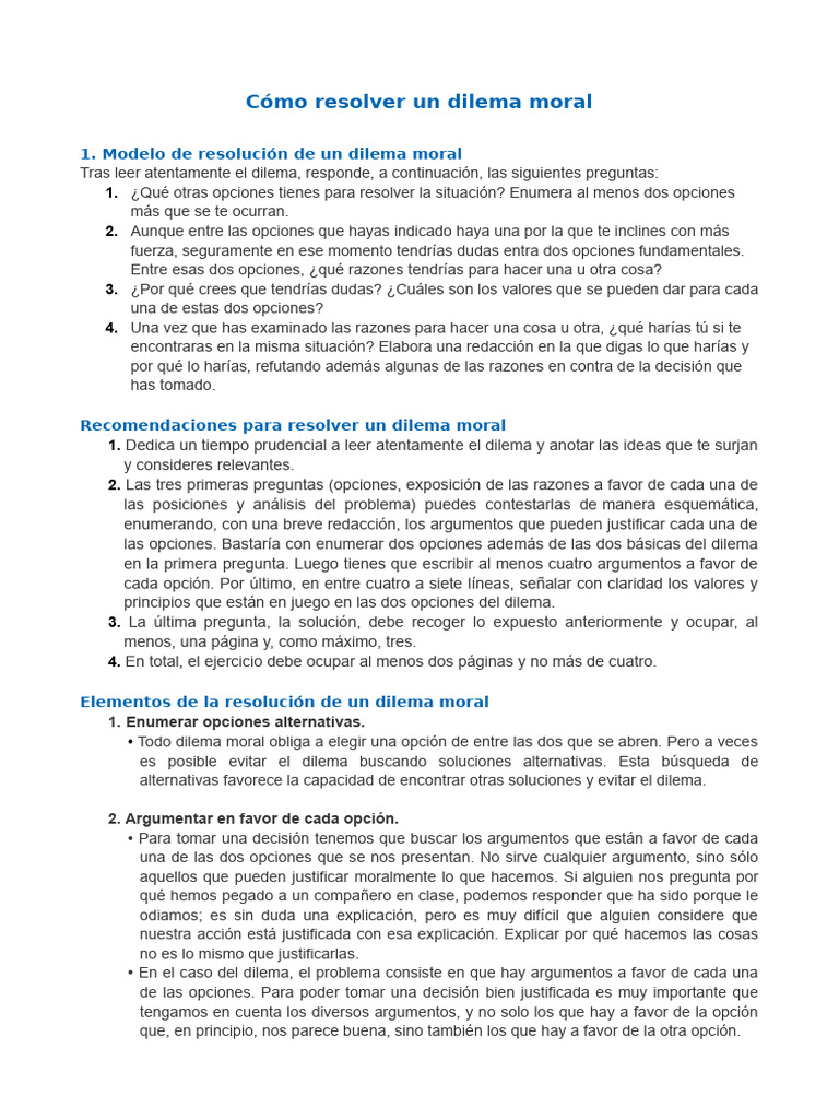 Cómo Resolver Un Dilema Moral | PDF | Moralidad | Comportamiento
