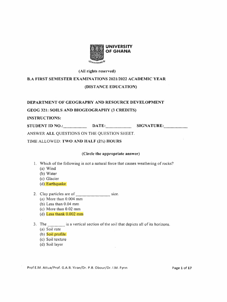 Soils OBJ Solved - 070021 | PDF | Soil | Biogeography Soils OBJ Solved - 070021 | PDF | Soil | Biogeography
