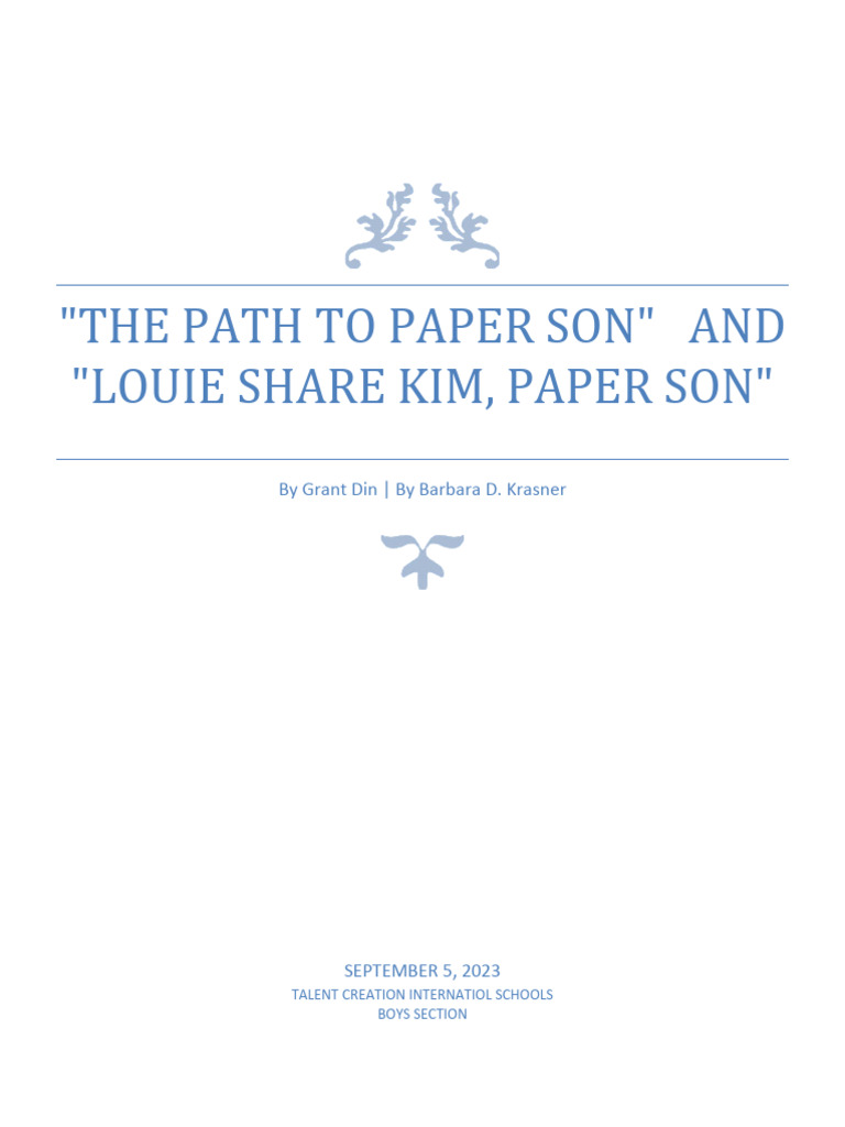 Paper Sons: Chinese Immigration Stories | PDF | Travel