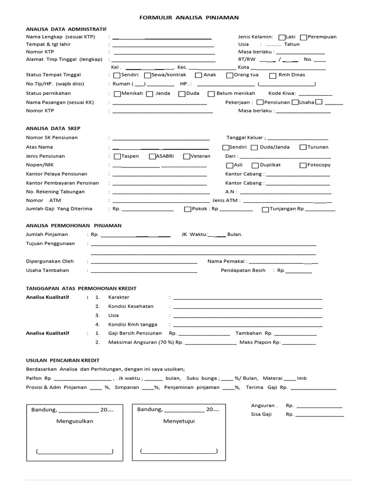 Form Analisa Pinjaman | PDF