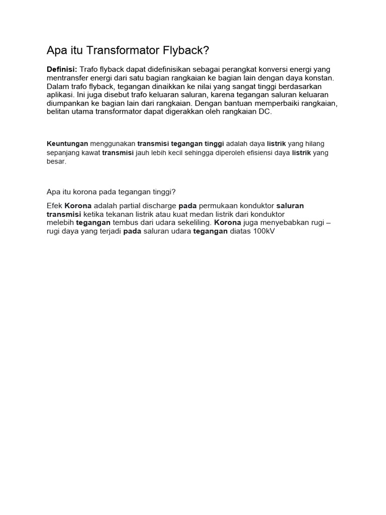 Apa Itu Transformator Flyback | PDF