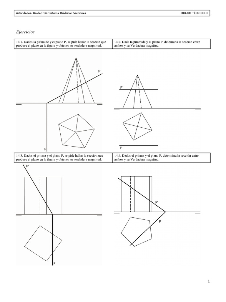 Dt2 Act Tema 14 2021 SD Secciones Imp | PDF | Formas geométricas | Euclides