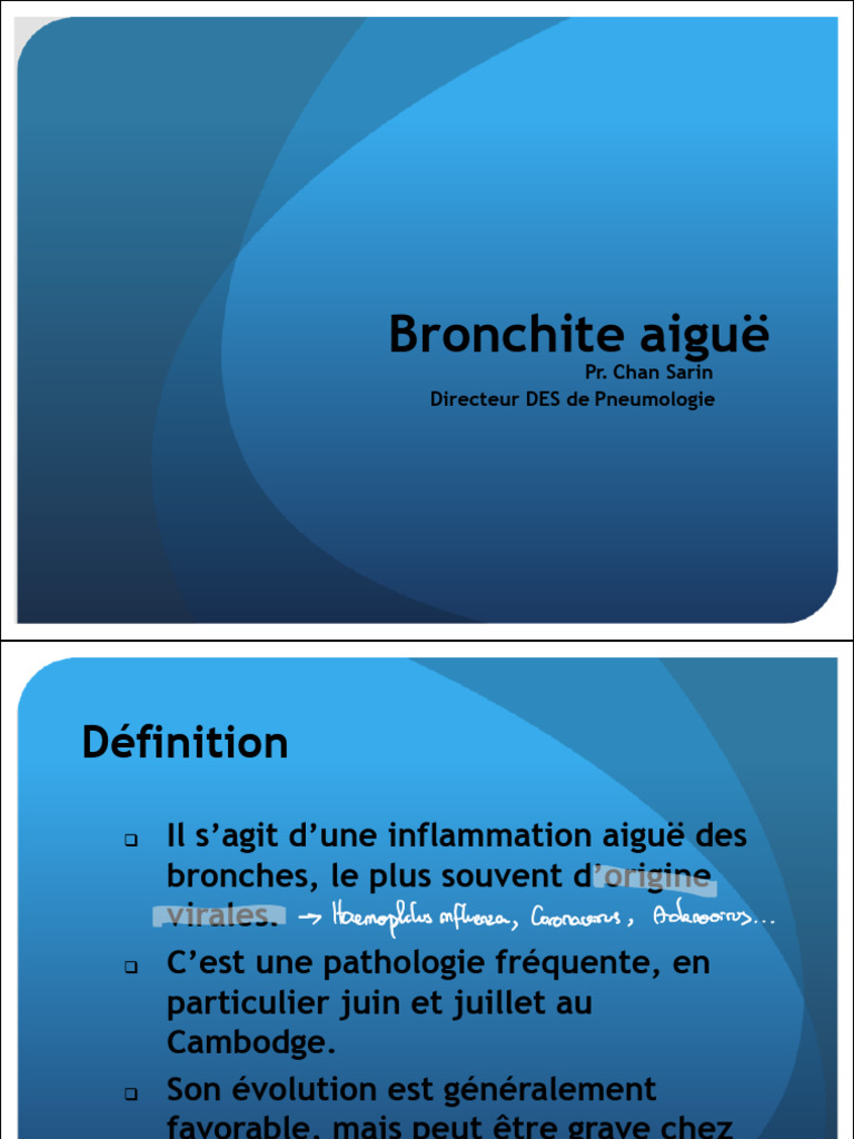 Bronchite aiguë : définition et traitement | PDF | Système respiratoire ...