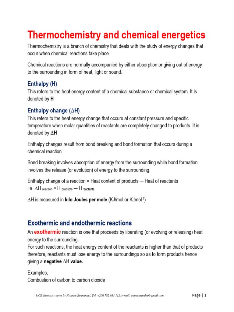 Thermochemistry (UCE) - AKHS Edition 2020 | PDF | Enthalpy | Sodium Hydroxide
