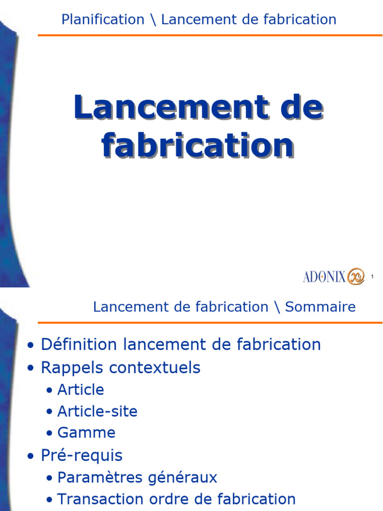 Lancement de Fabrication | PDF | Inventaire | Planification