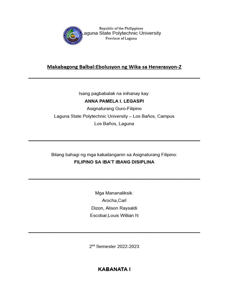 Group Boyz Kumpletong Kabanata NG Makabuluhang Balbal | PDF