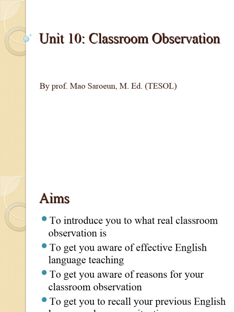 Classroom Observation Techniques and Tools | PDF | Teachers | Lesson Plan