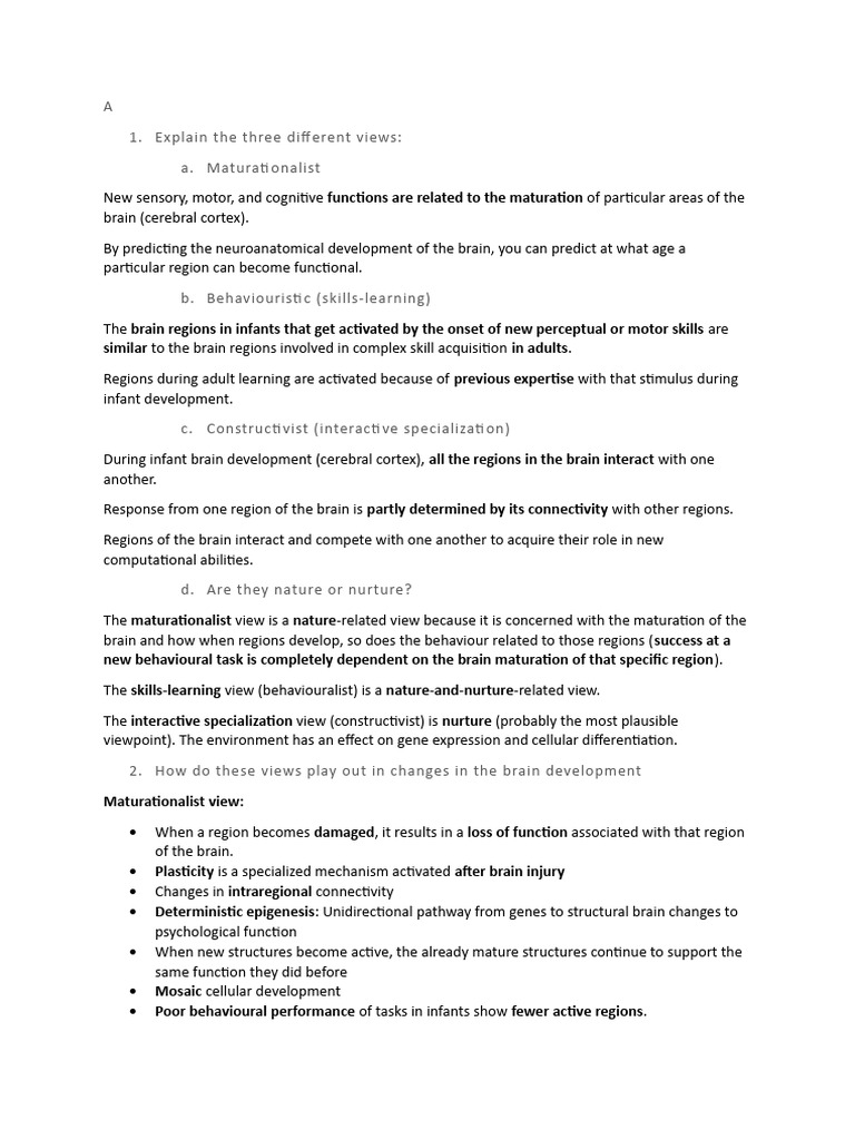 Learning Objectives Task 1 Attention Perception and Mtor Development ...