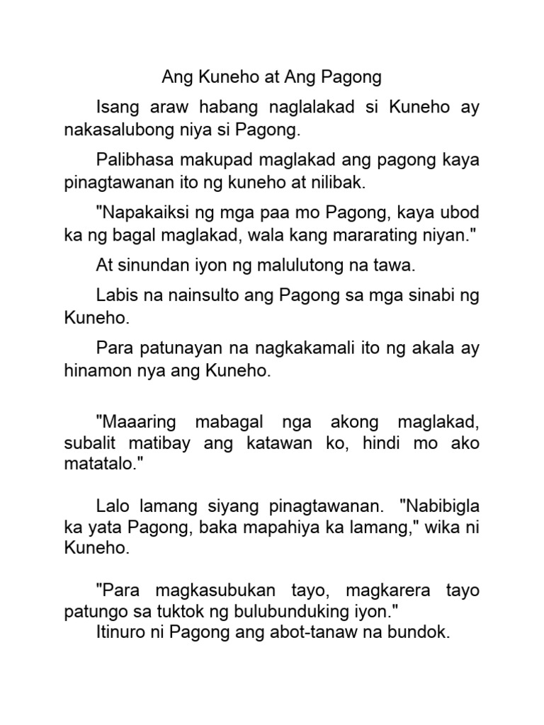 Ang Kuneho at Ang Pagong | PDF