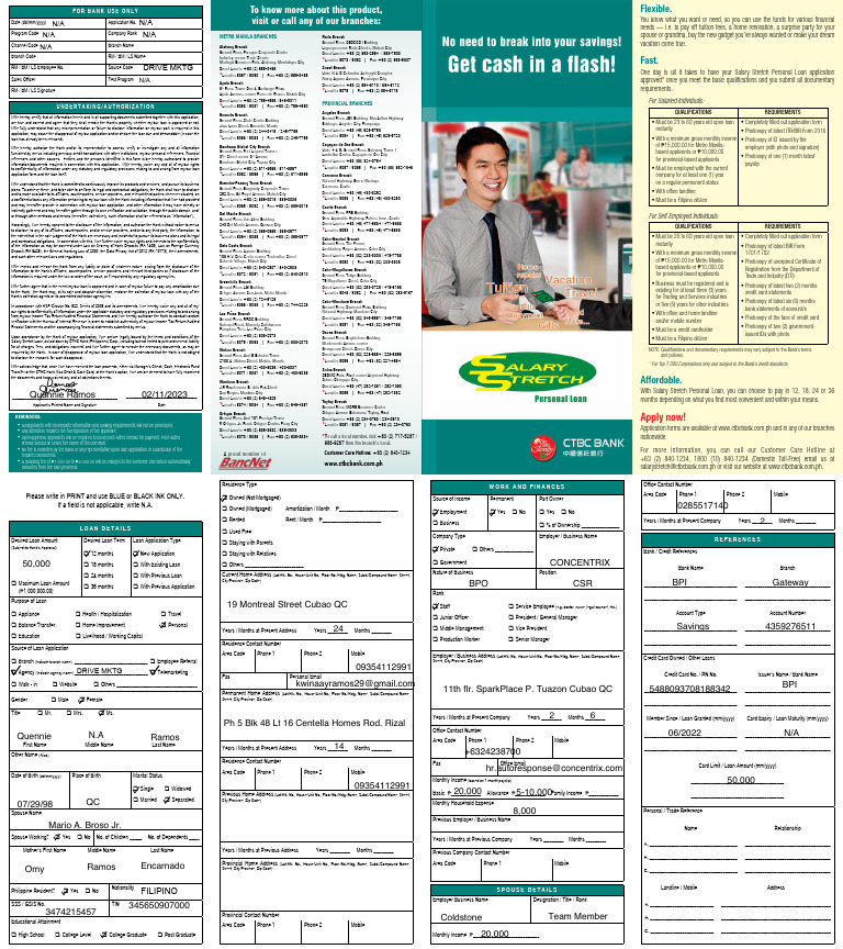 CTBC App Form 3 | Download Free PDF | Loans | Banks