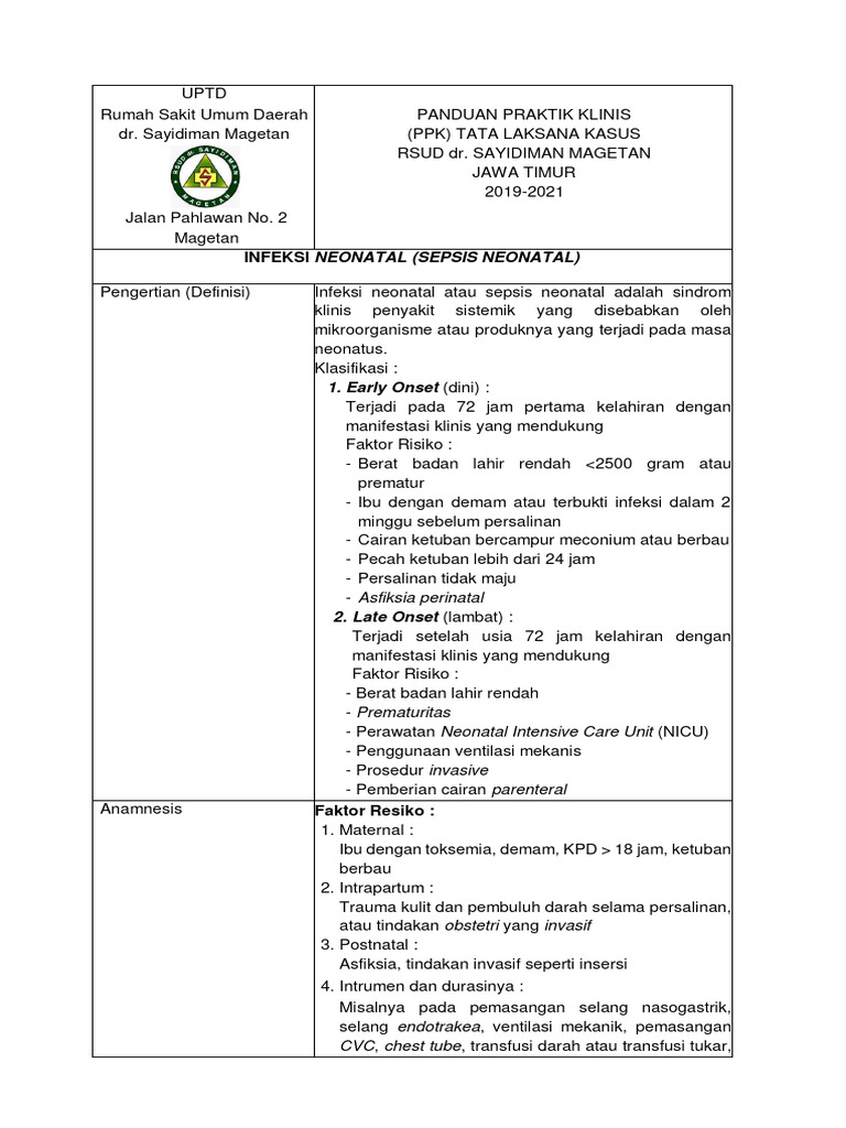 PPK Infeksi Neonatal | PDF