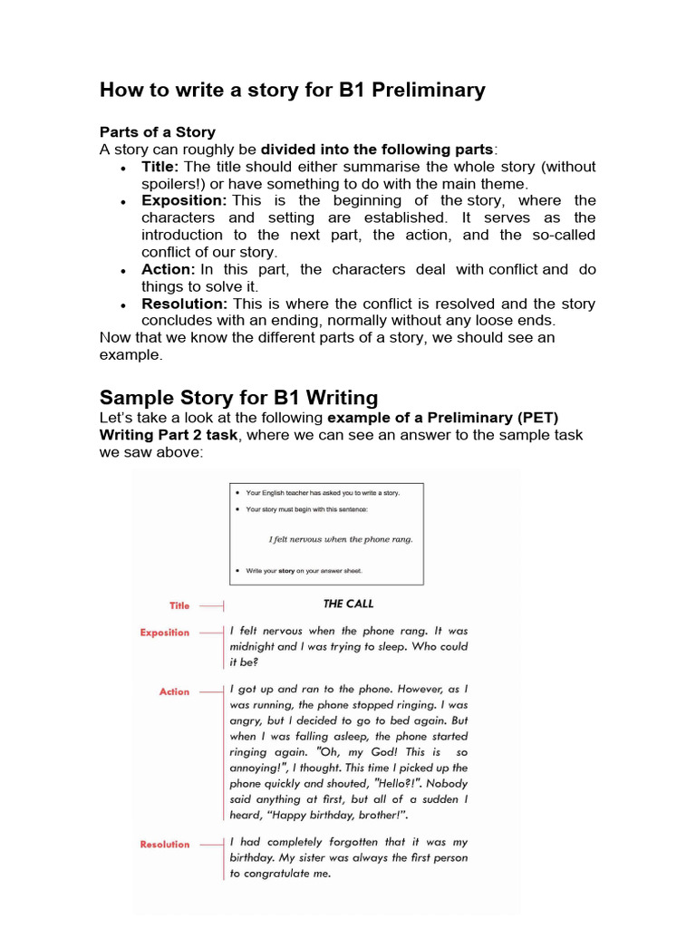 PET Story Writing Guide | Download Free PDF | Grammatical Tense | Human ...