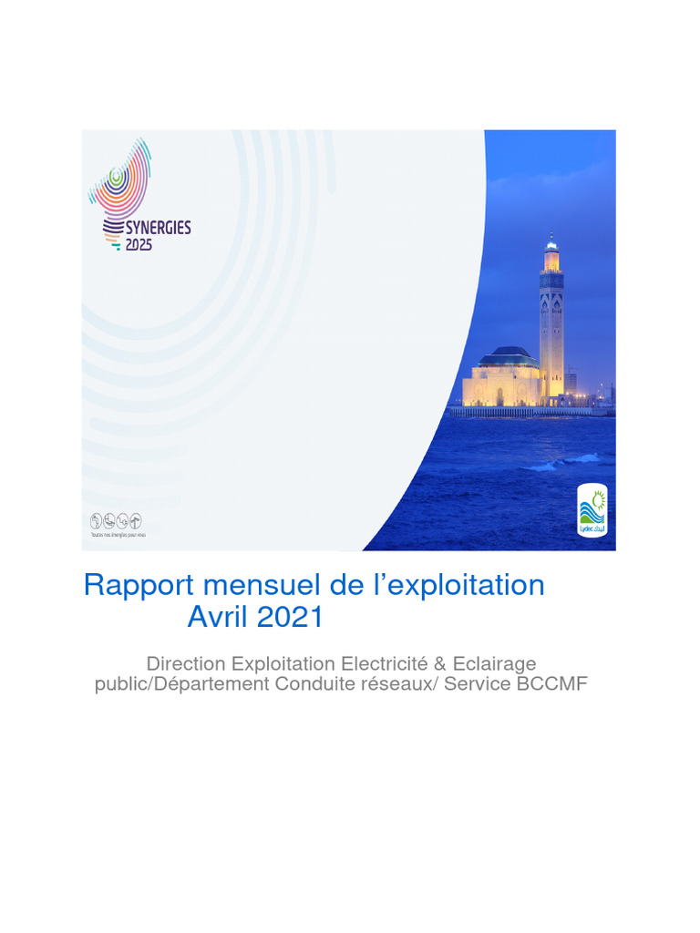 Rapport Mensuel Exploitation Electricité Avril-2021 | PDF