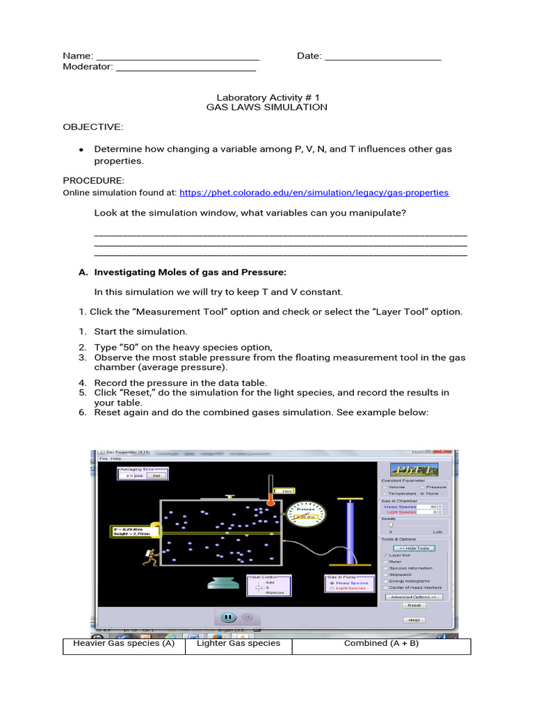 YS 11 Laboratory Activity # 1 | PDF | Gases | Pressure
