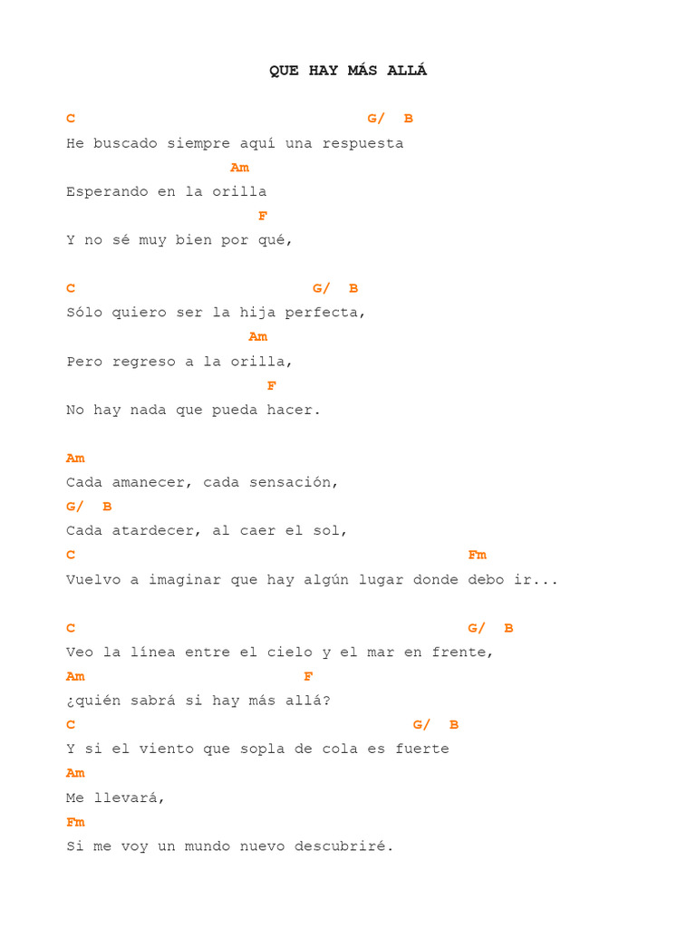 QUE HAY MAS ALLA (Acordes) | PDF