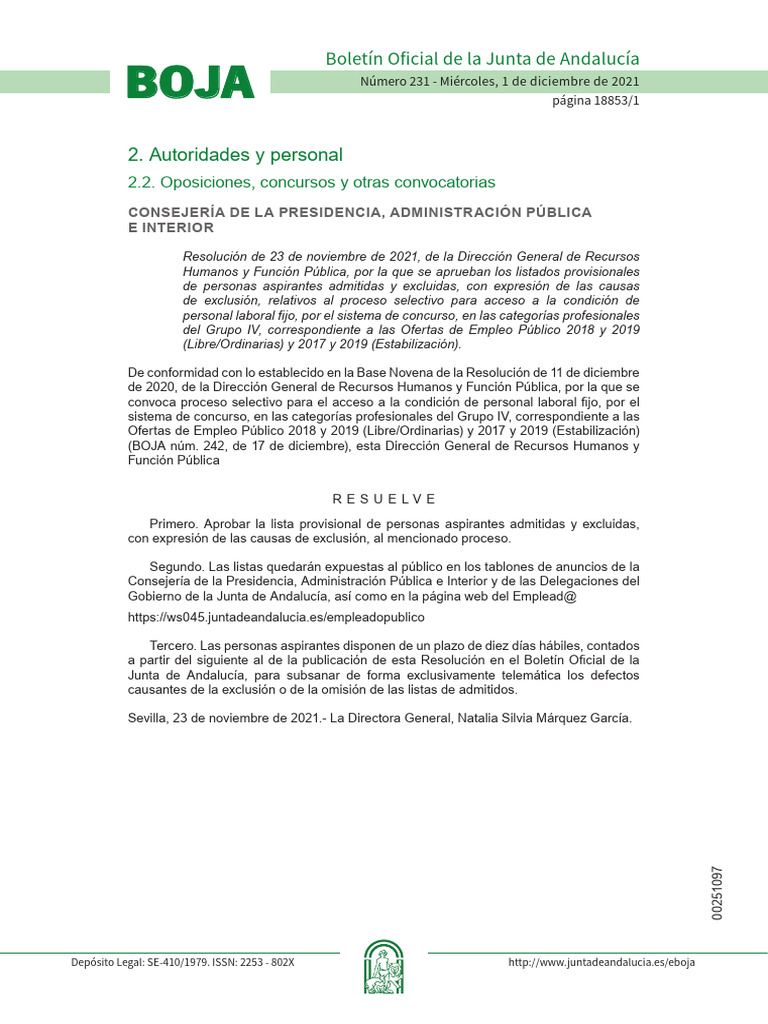 Adj-Resol DGRHFP 23-11-2021 List Prov Grupo IV | PDF | Gobierno