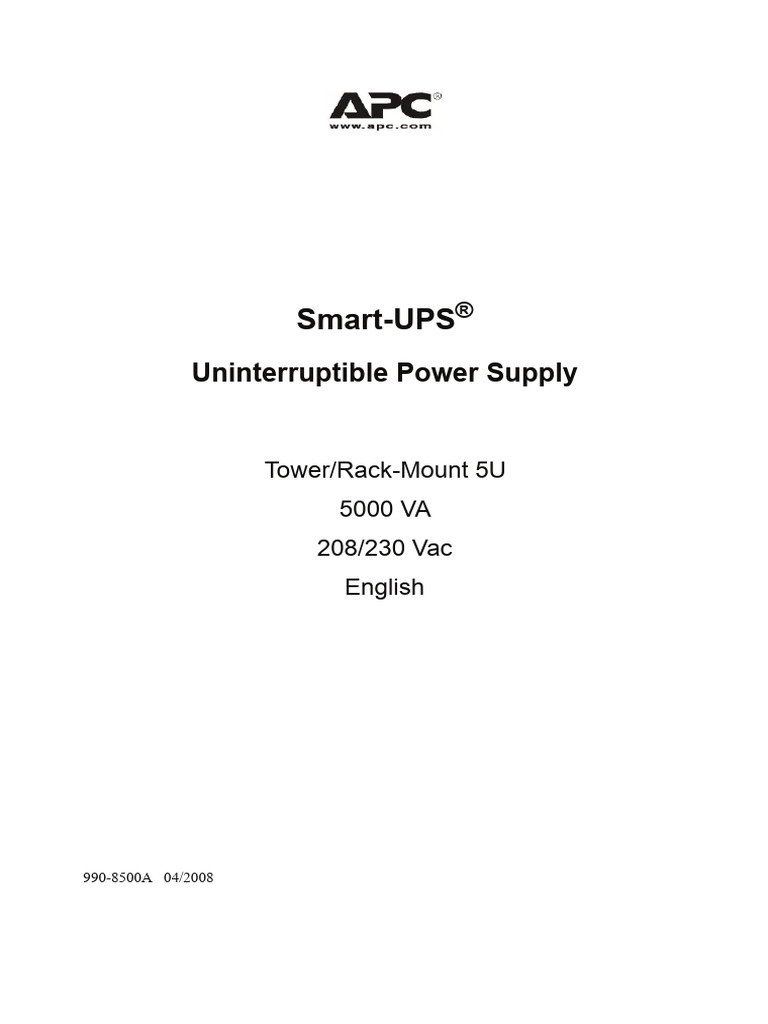 User Manual APC Smart-UPS 5000VA (English - 27 Pages) | PDF