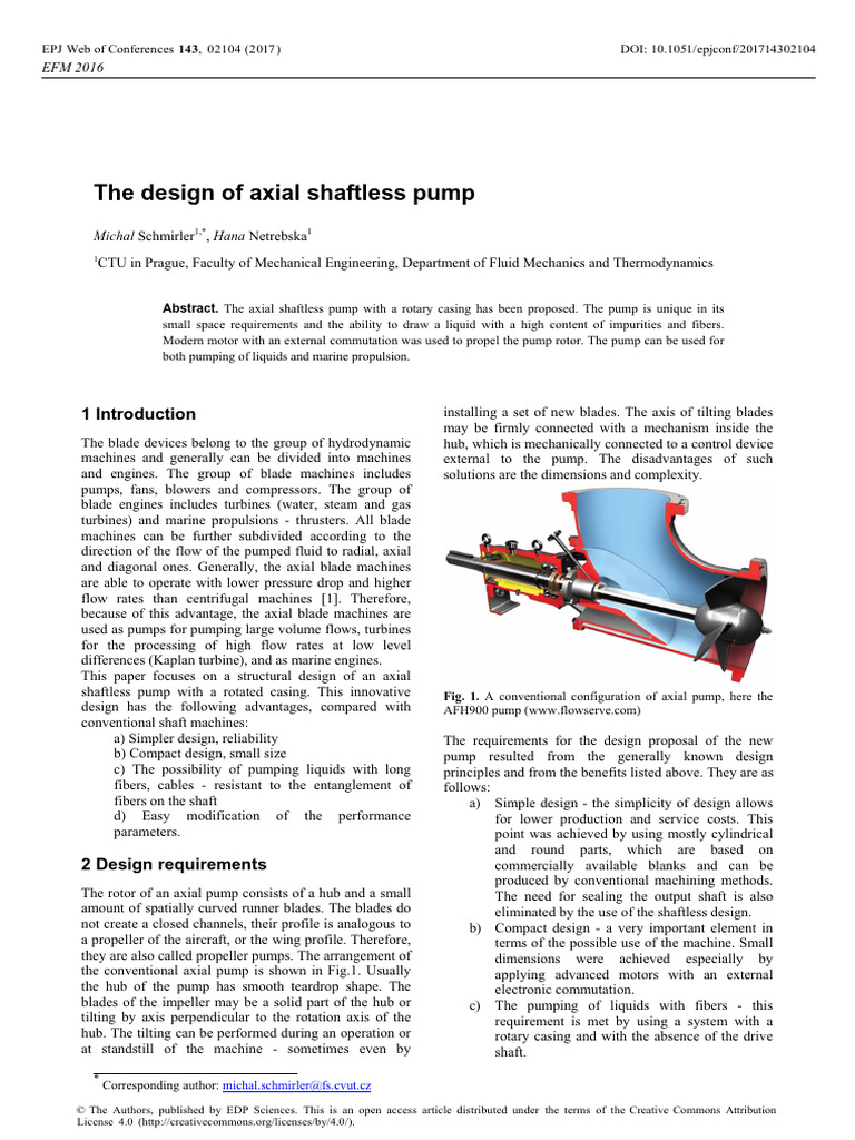 The Design of Axial Shaftless Pump | PDF | Pump | Electric Motor