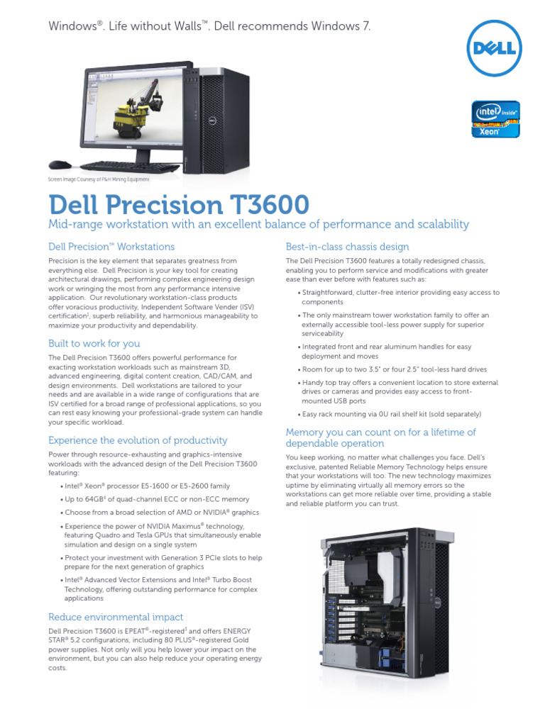 Dell Precision T3600 Spec Sheet | PDF | Solid State Drive | Usb