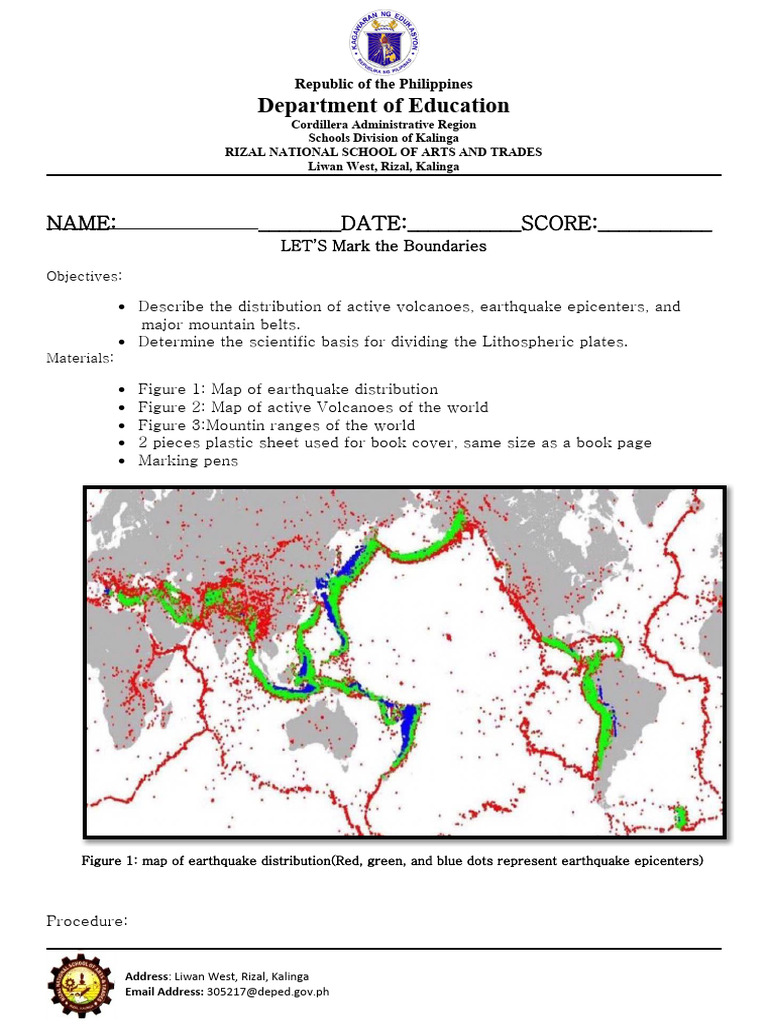 Activity Sheet Plate Tectonics | PDF | Volcano | Earthquakes