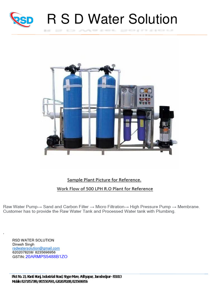 RSD Water Solution 500 LPH | PDF