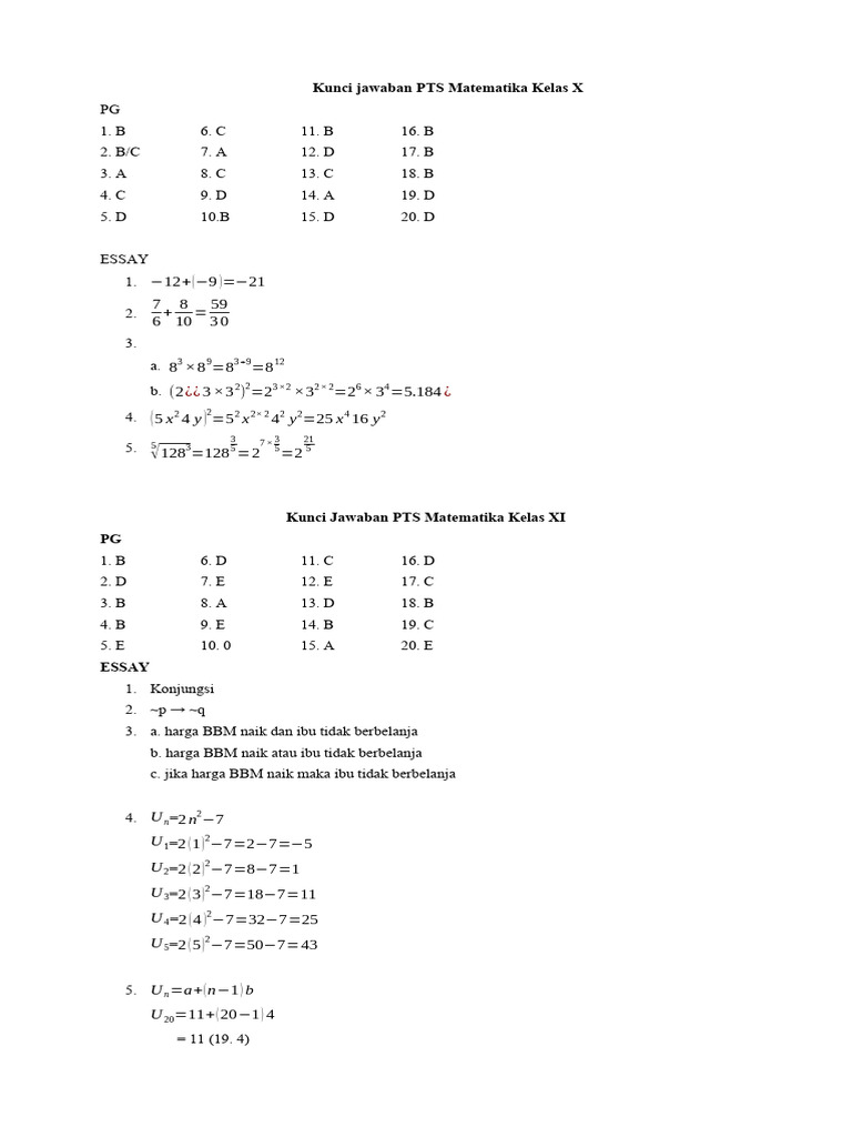 Kunci Jawaban PTS Matematika, RITEL Dan Marketing | PDF