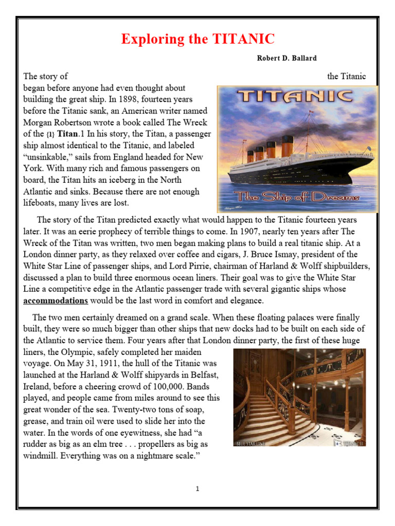 Exploring The Titanic Text | PDF | White Star Line | Shipping