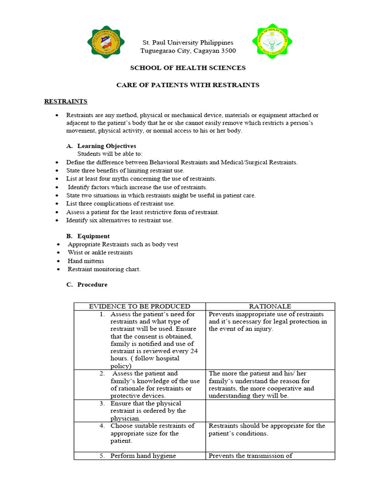 Restraints Students | PDF | Patient | Medicine