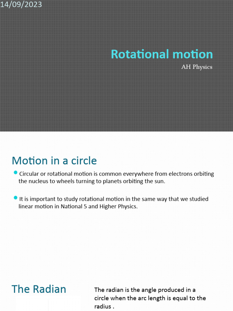 AH RMA PPT 2.-Circular-Motion | PDF | Angle | Speed