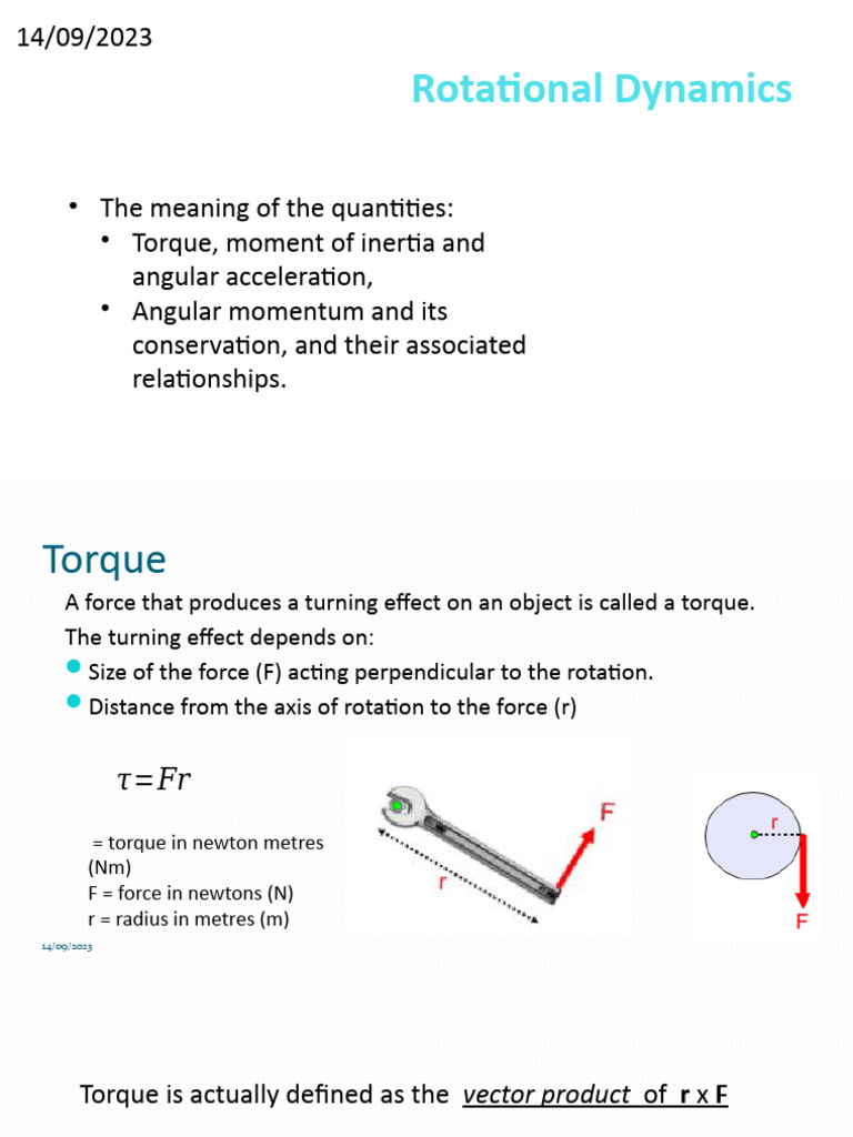 AH - RMA - PPT - 5. Torque Moment of Inertia | PDF | Torque | Rotation ...