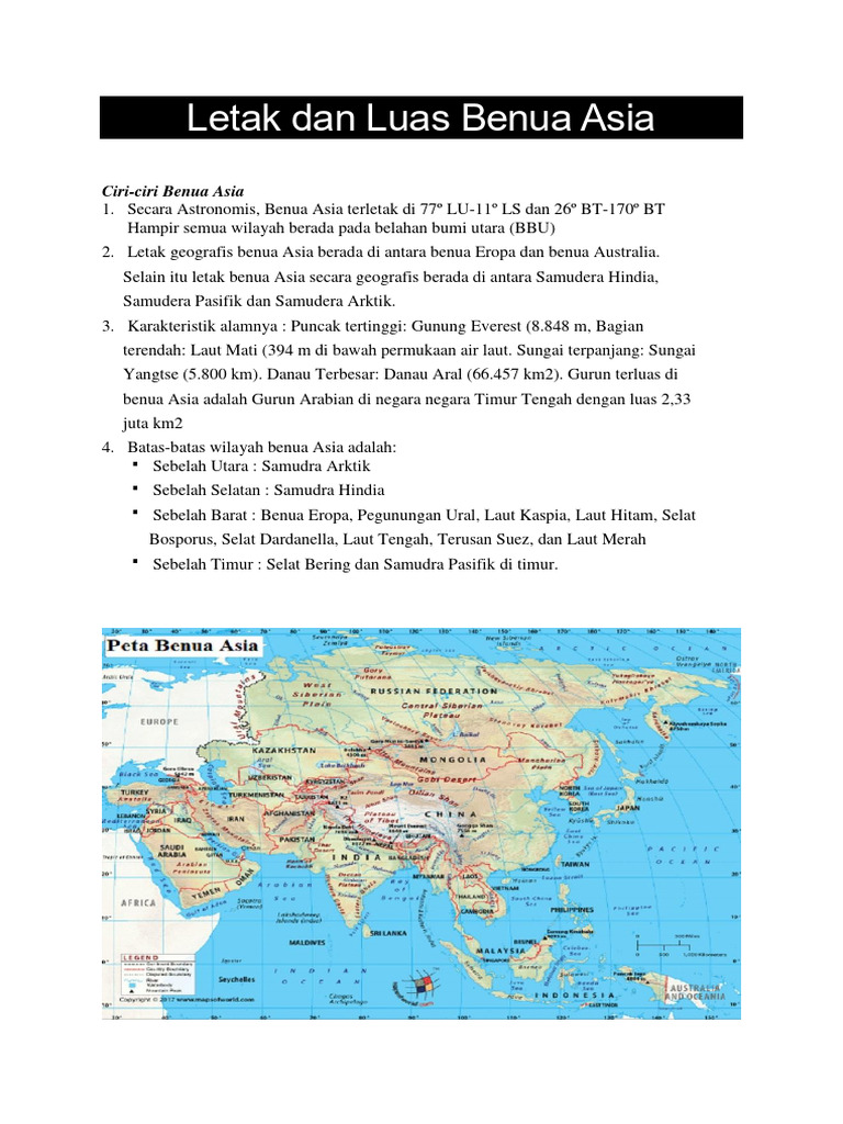 Letak Dan Luas Benua Asia Dan Benua Lainnya | PDF Letak Dan Luas Benua Asia Dan Benua Lainnya | PDF