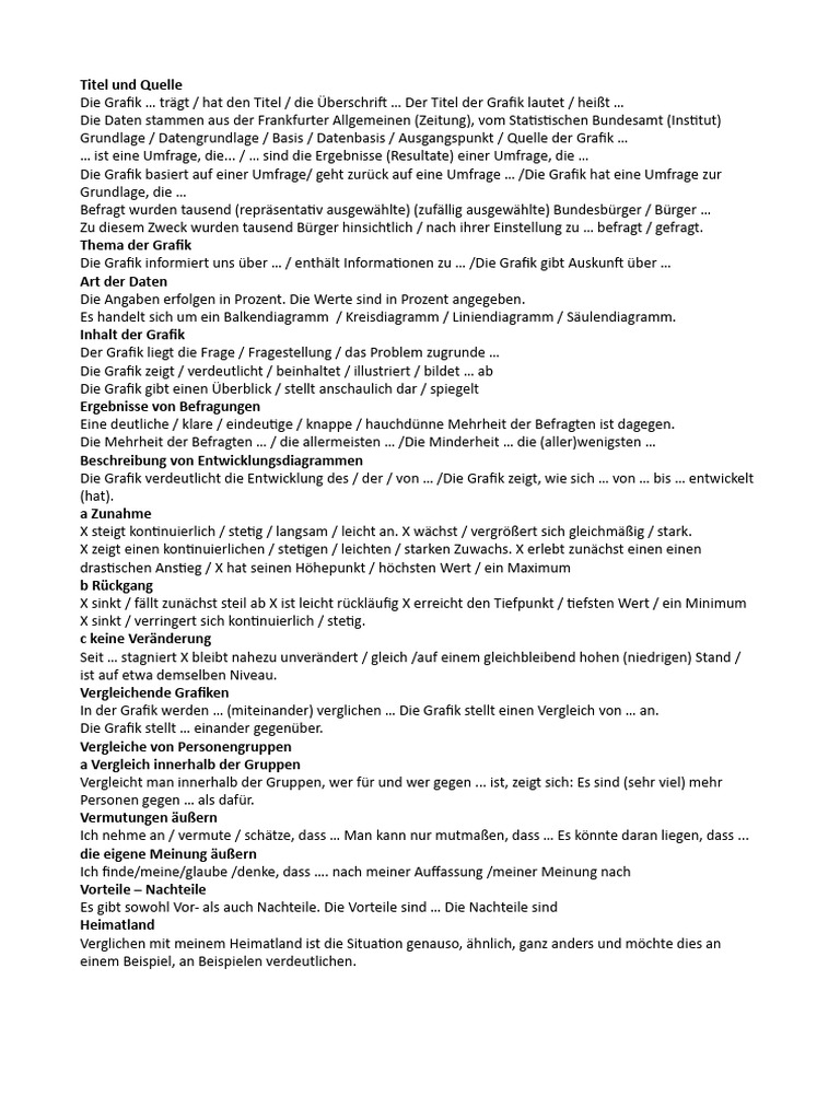 Redemittel Grafikbeschreibung | PDF