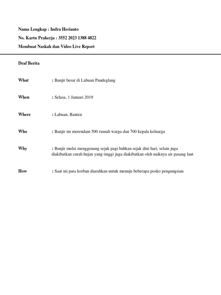 Membuat Naskah Dan Video Live Report-Indra Herianto | PDF