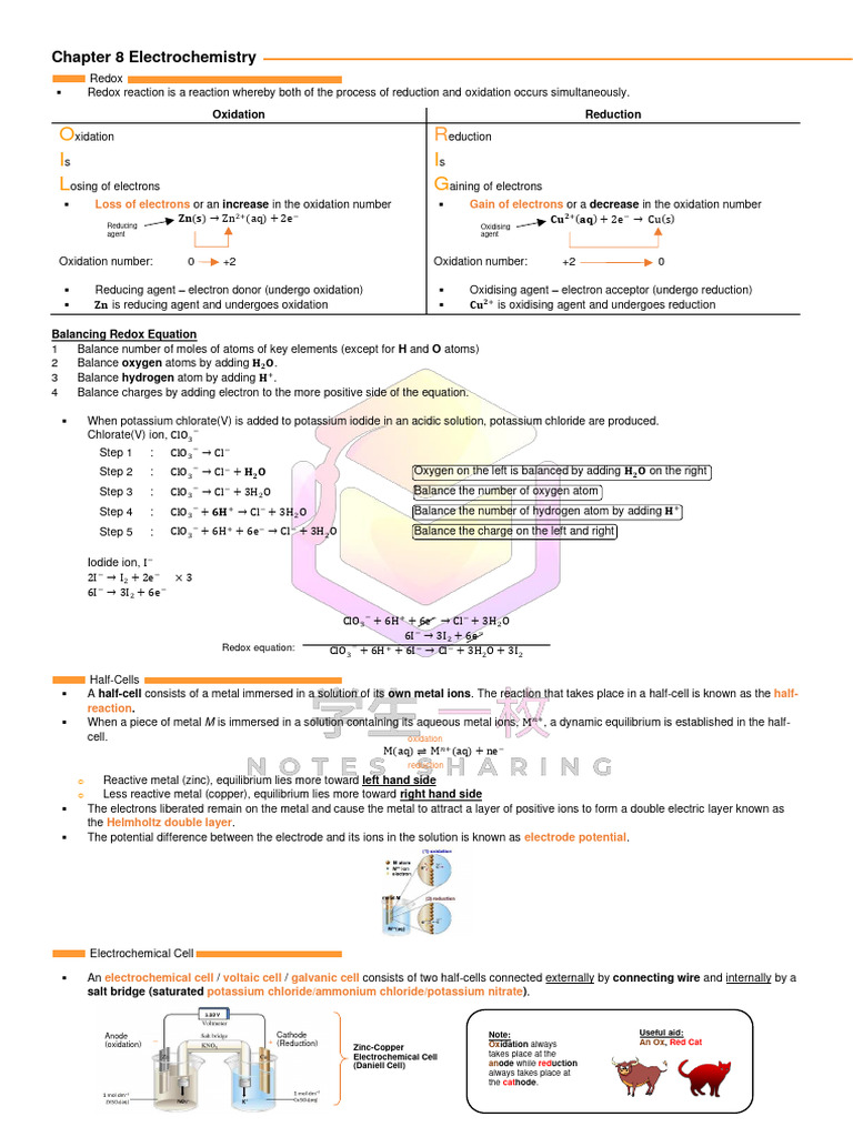 Chapter 8 Electrochemistry | PDF | Redox | Electrochemistry