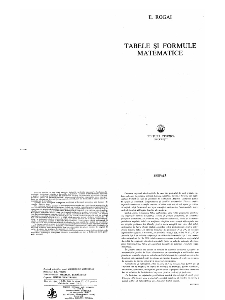 Tabele Matematice | PDF